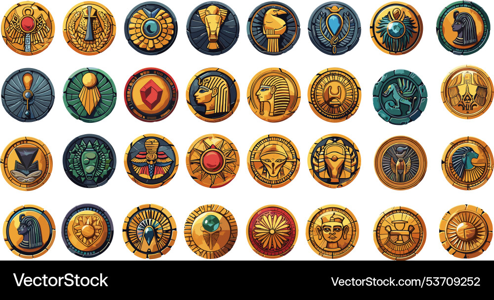 Ancient Egyptian Coins Set Royalty Free Vector Image