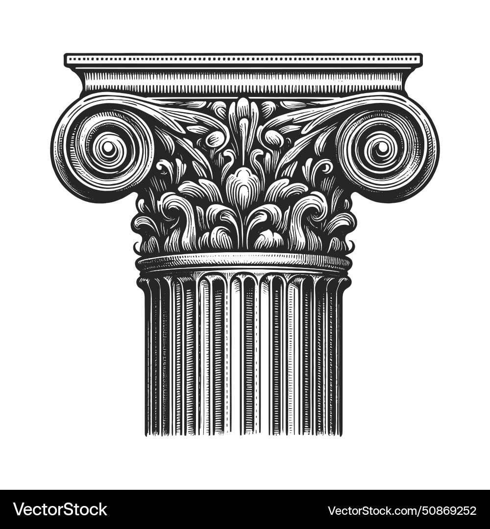 Column capital engraving Royalty Free Vector Image
