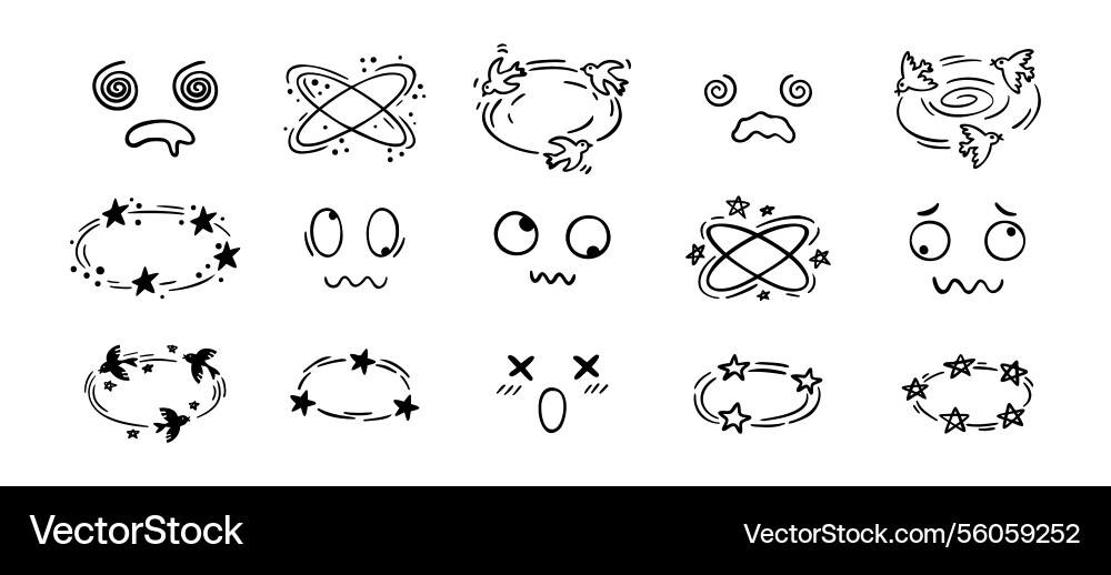 Dizzy effect drawing hand drawn doodle cartoon set