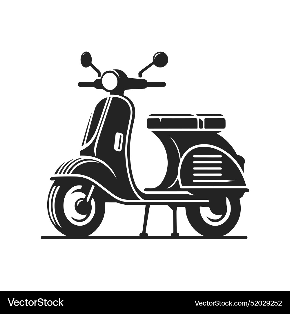 Elegant monochrome scooter silhouette Royalty Free Vector