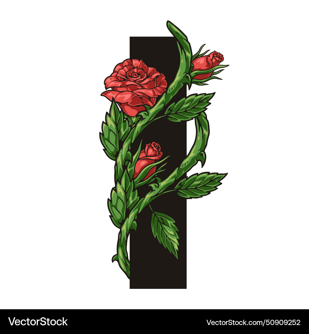 Flower letter i emblem colorful Royalty Free Vector Image