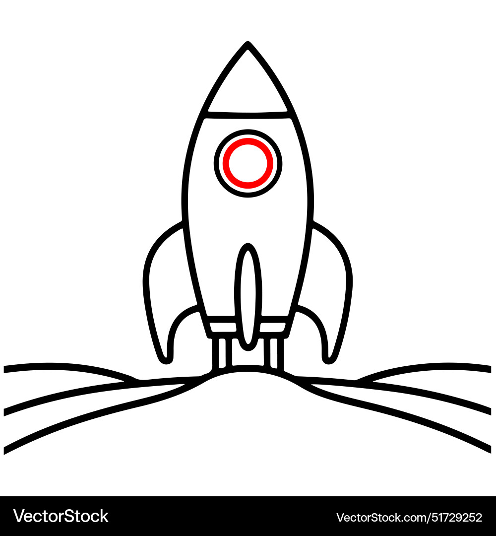 Rocket launch flat style silhouette icon design w Vector Image