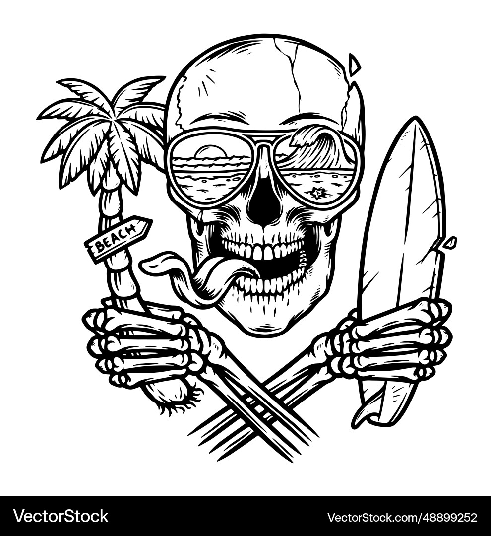 Skull glasses with beach view Royalty Free Vector Image