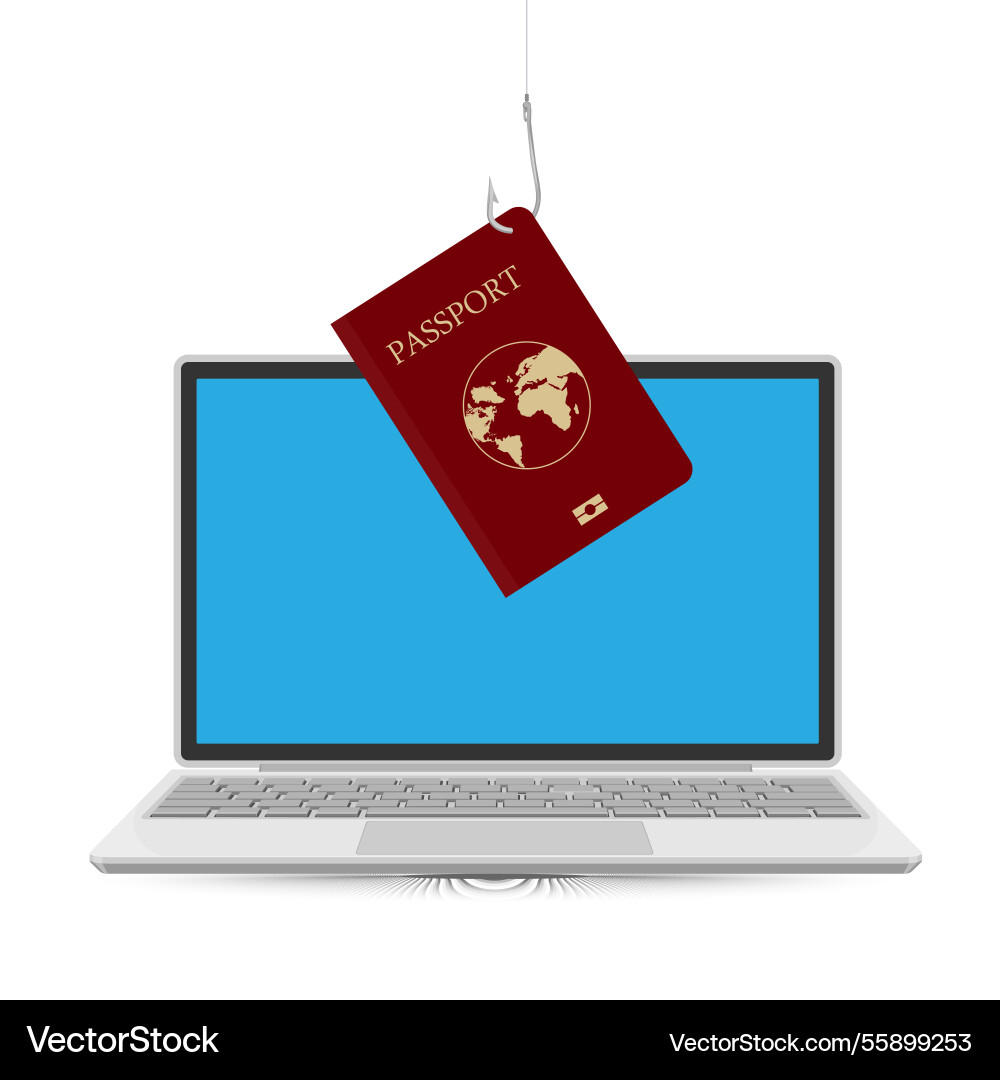 Alert phishing message on laptop screen Royalty Free Vector