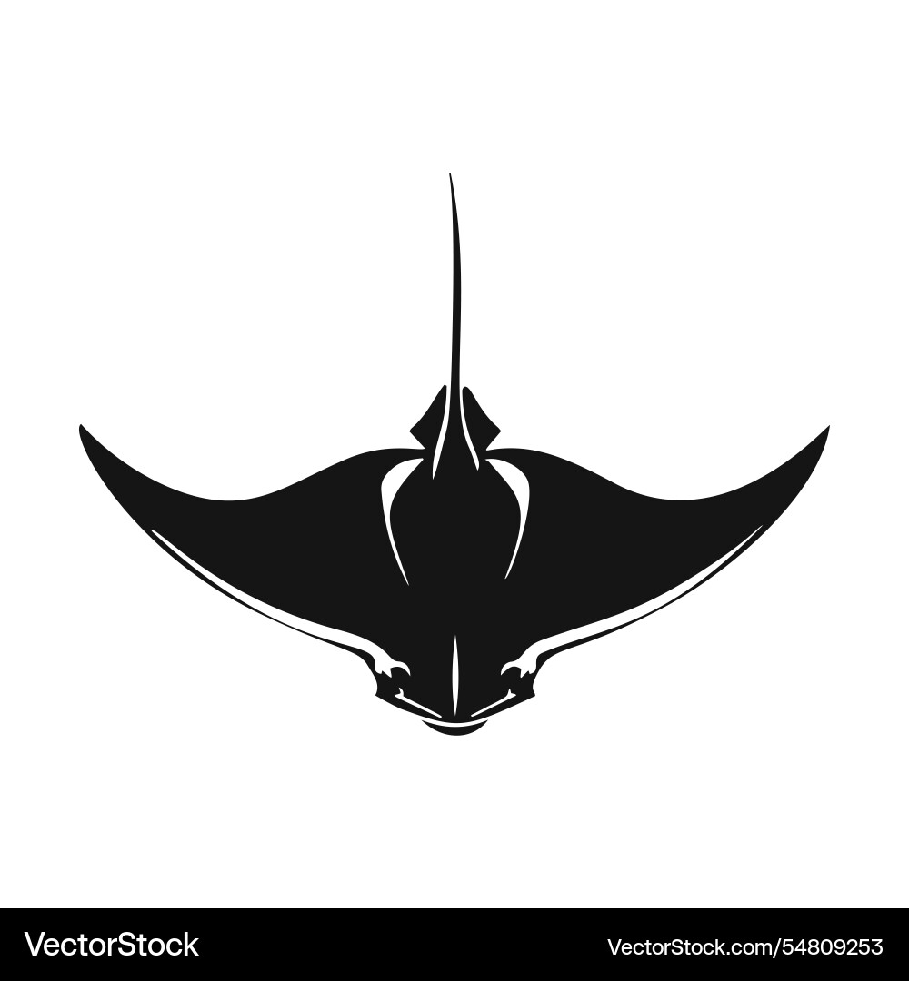 Black silhouette of a stingray Royalty Free Vector Image