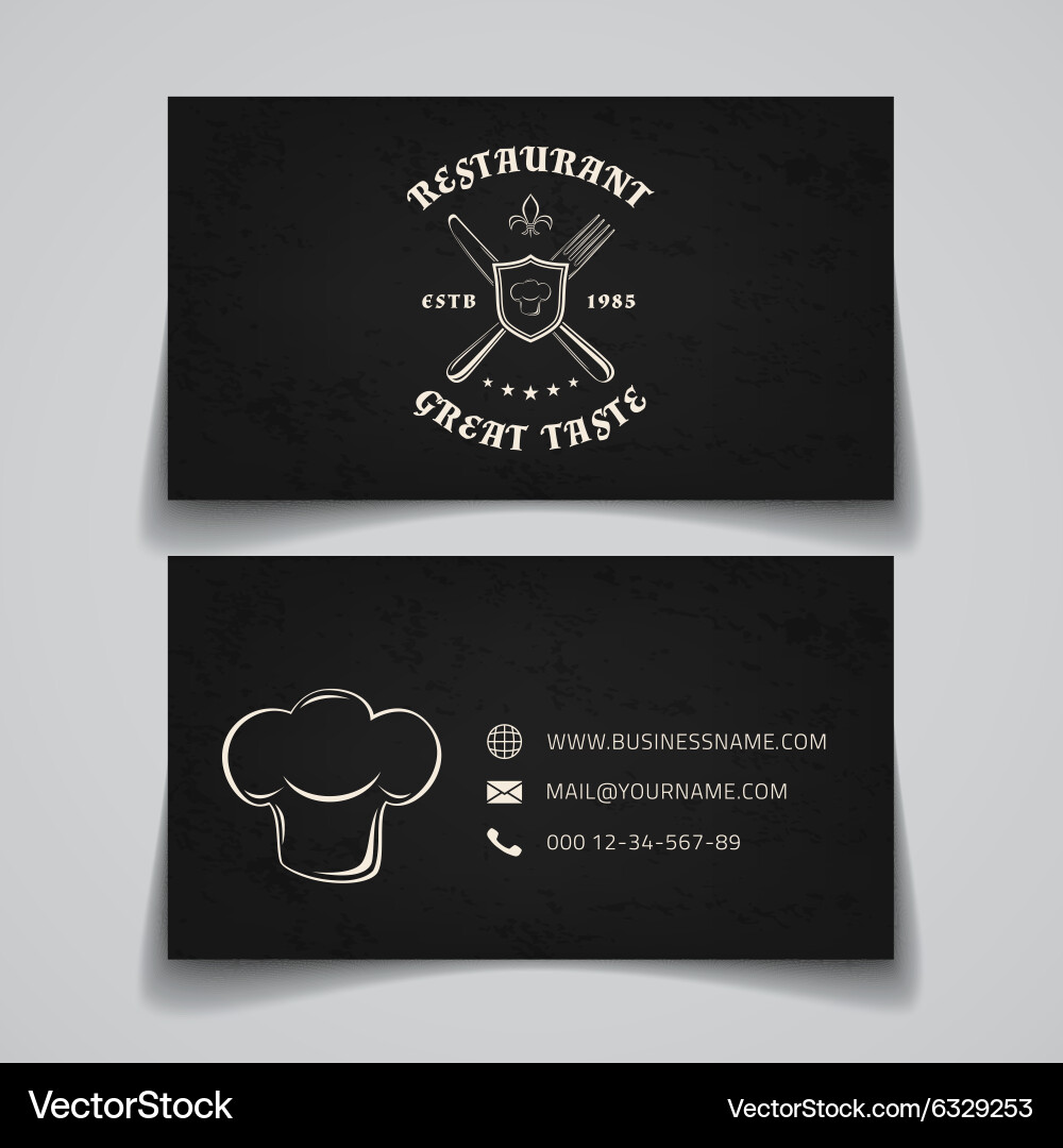 Business card template with logo for restaurant Vector Image