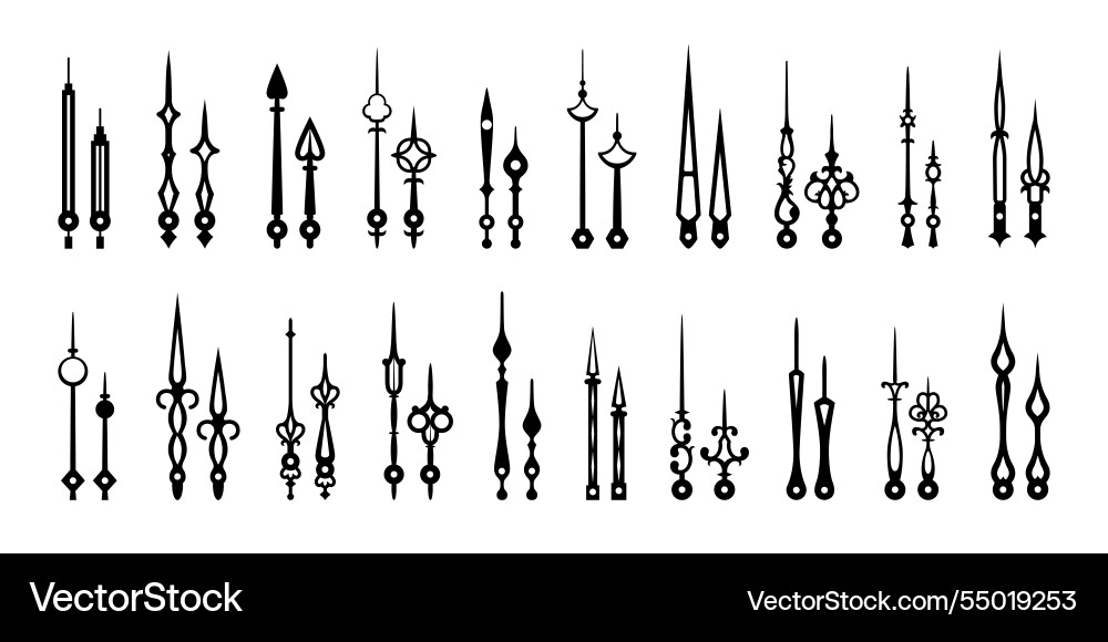 Clock hands isolated watch arrows time pointers Vector Image