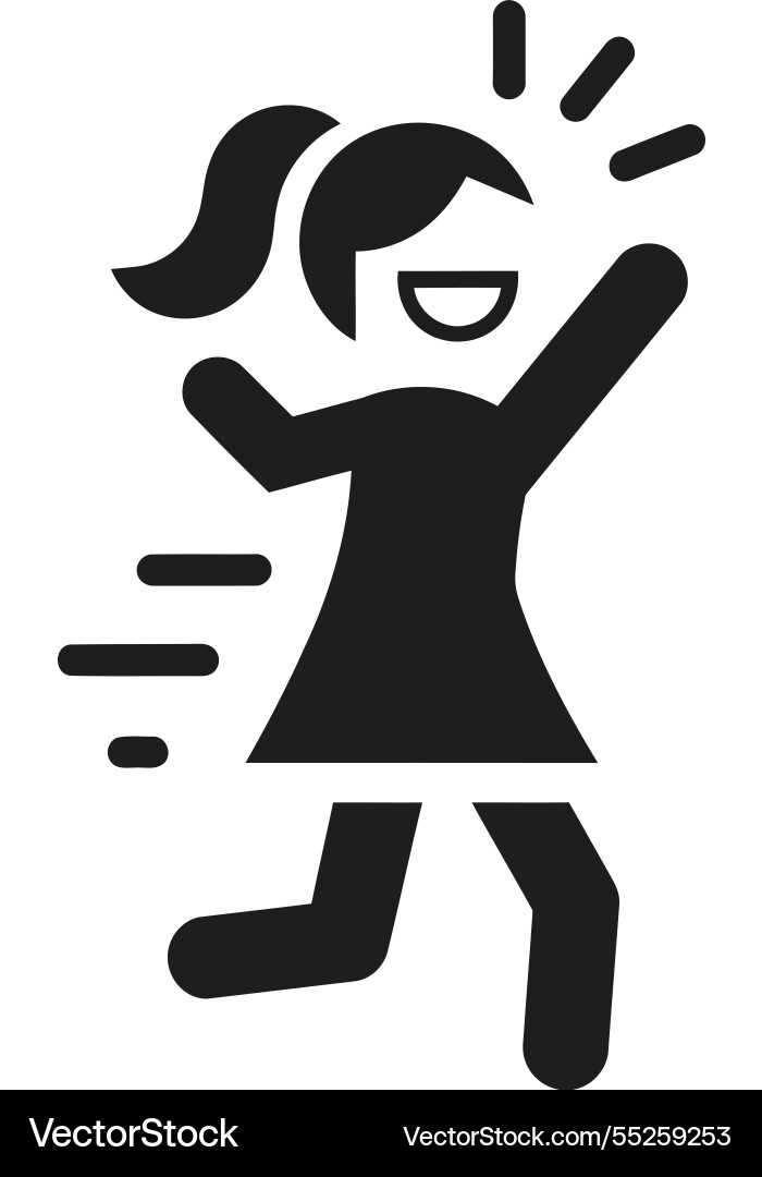 Excited running happiness icon Royalty Free Vector Image