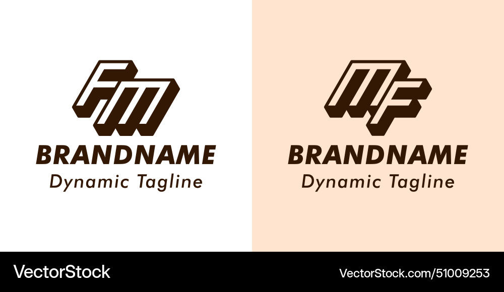 Letters fm and mf 3d monogram logo suitable Vector Image
