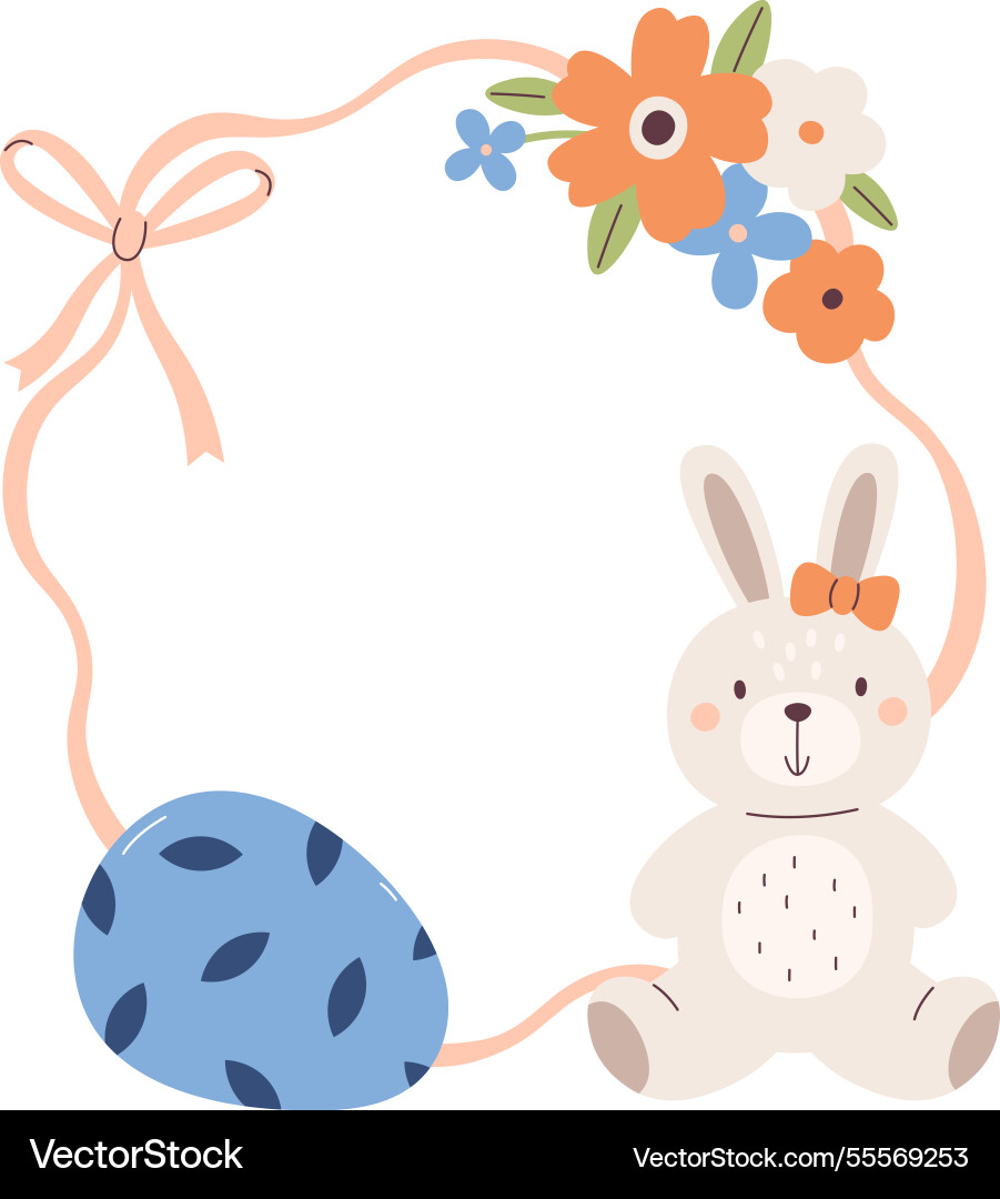 Ribbon frame with easter rabbit Royalty Free Vector Image