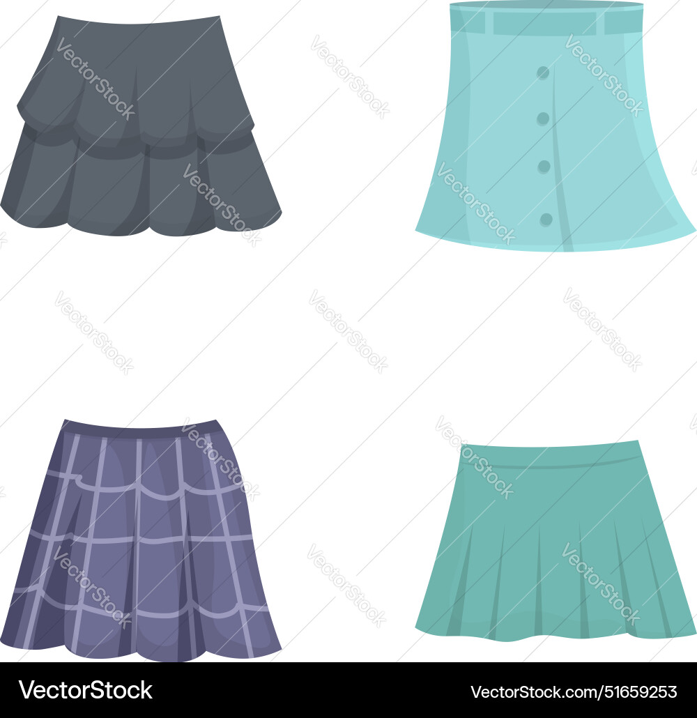 Set of various skirts styles Royalty Free Vector Image