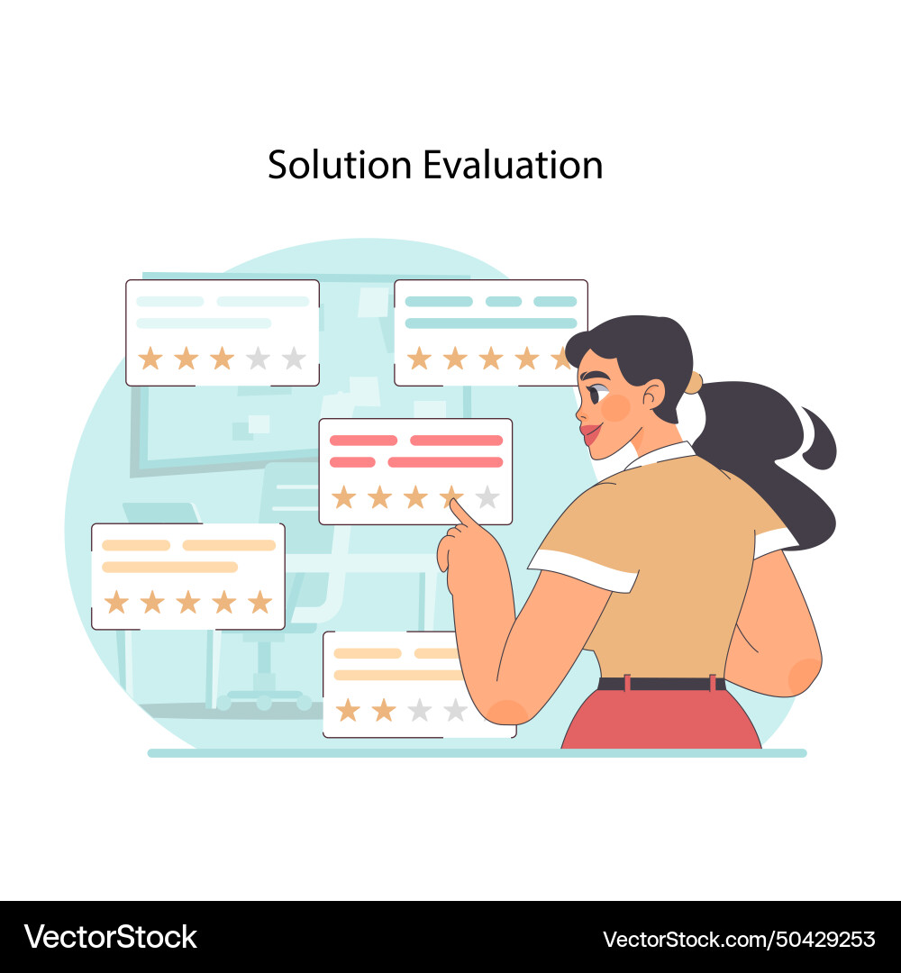 Solution evaluation concept flat Royalty Free Vector Image