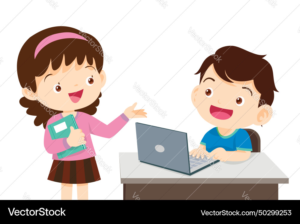 Student Using Laptop Royalty Free Vector Image