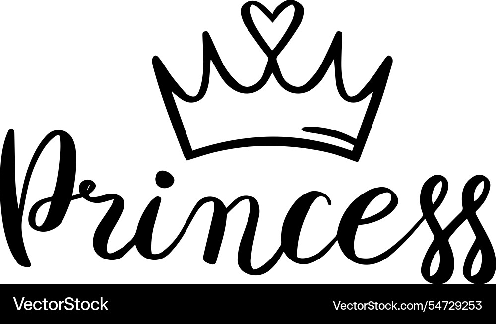 Stylish black and white princess calligraphy Vector Image