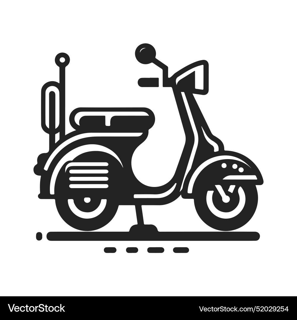 Black and white minimal scooter silhouette Vector Image