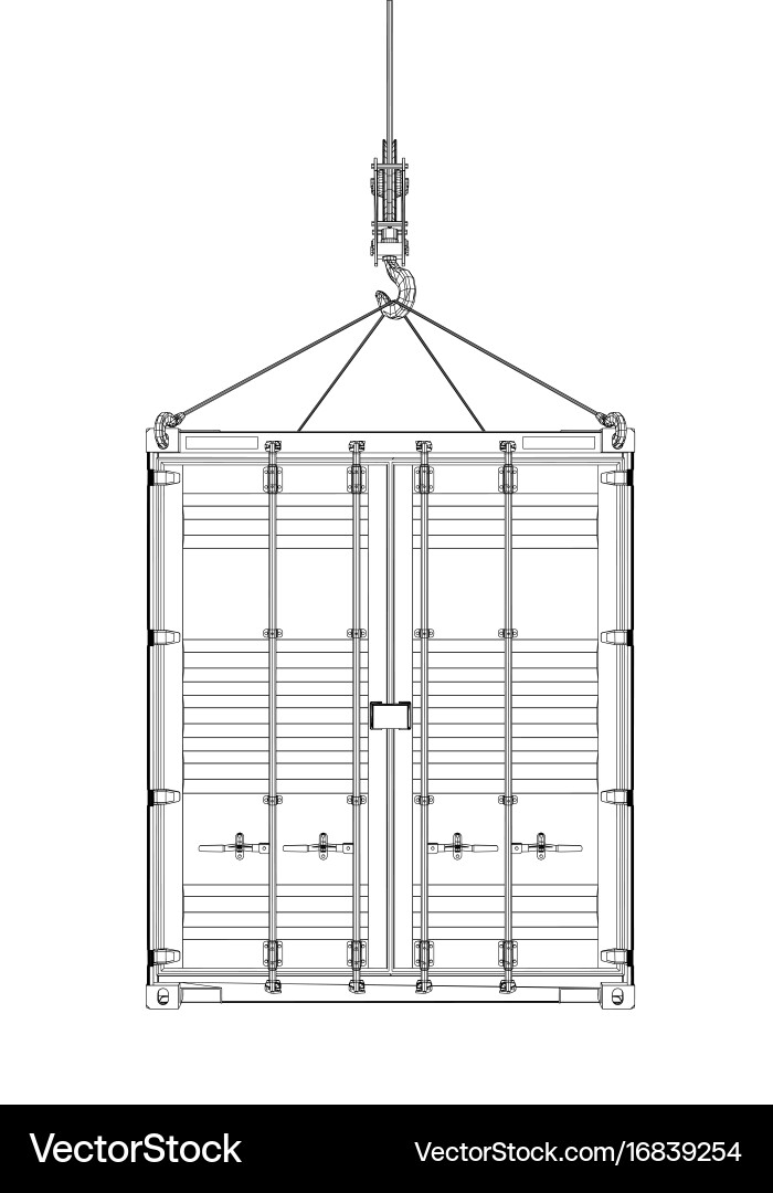 Cargo container hanging on hook of crane Vector Image