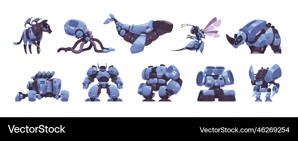 Cyborg animals futuristic mechanical robot Vector Image