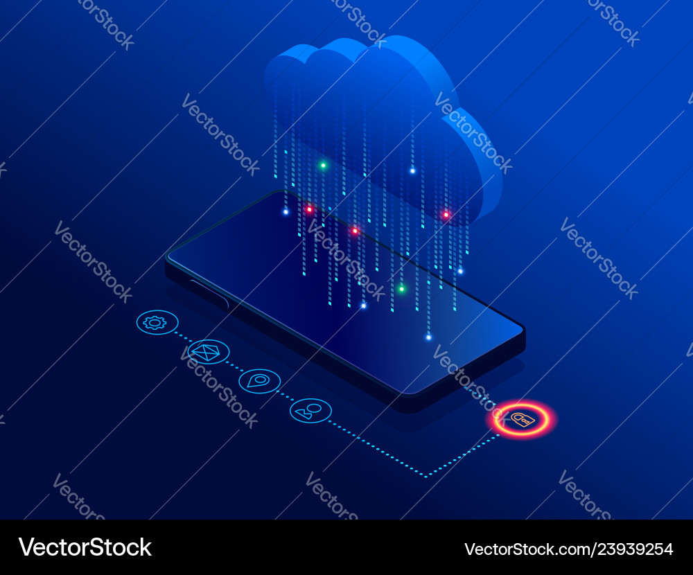 Isometric modern cloud technology and networking Vector Image