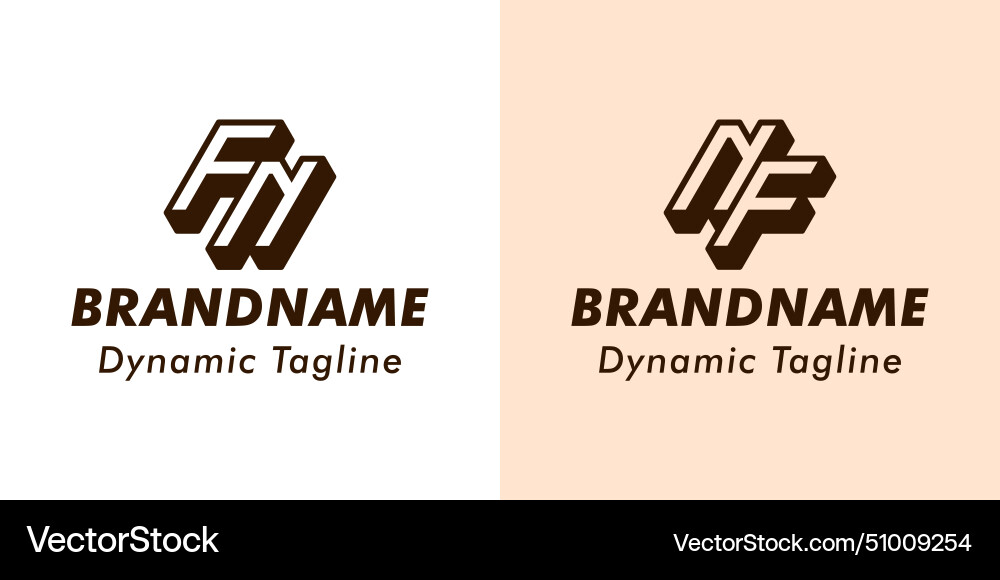 Letters fn and nf 3d monogram logo suitable Vector Image