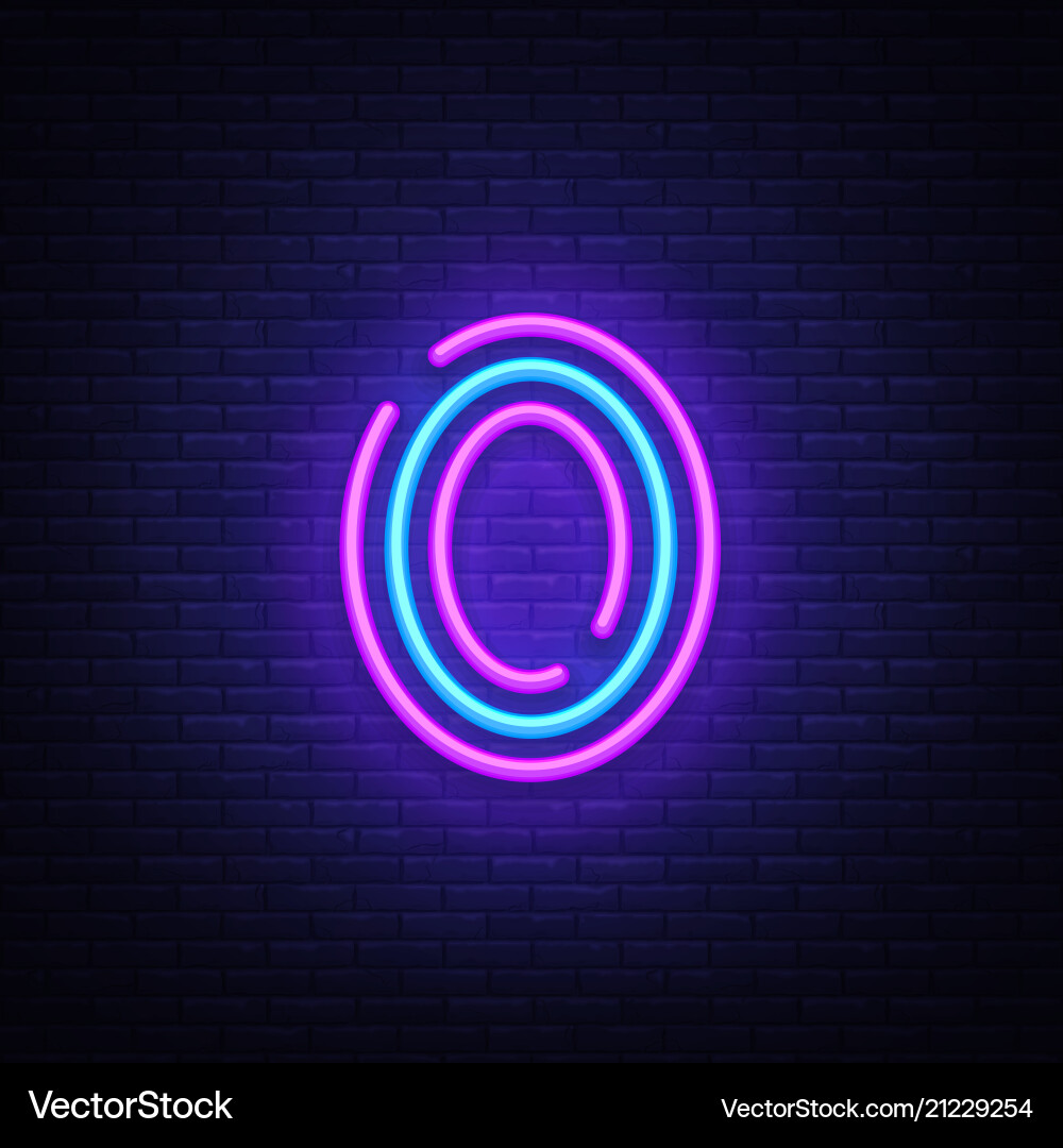 Number zero symbol neon sign Royalty Free Vector Image