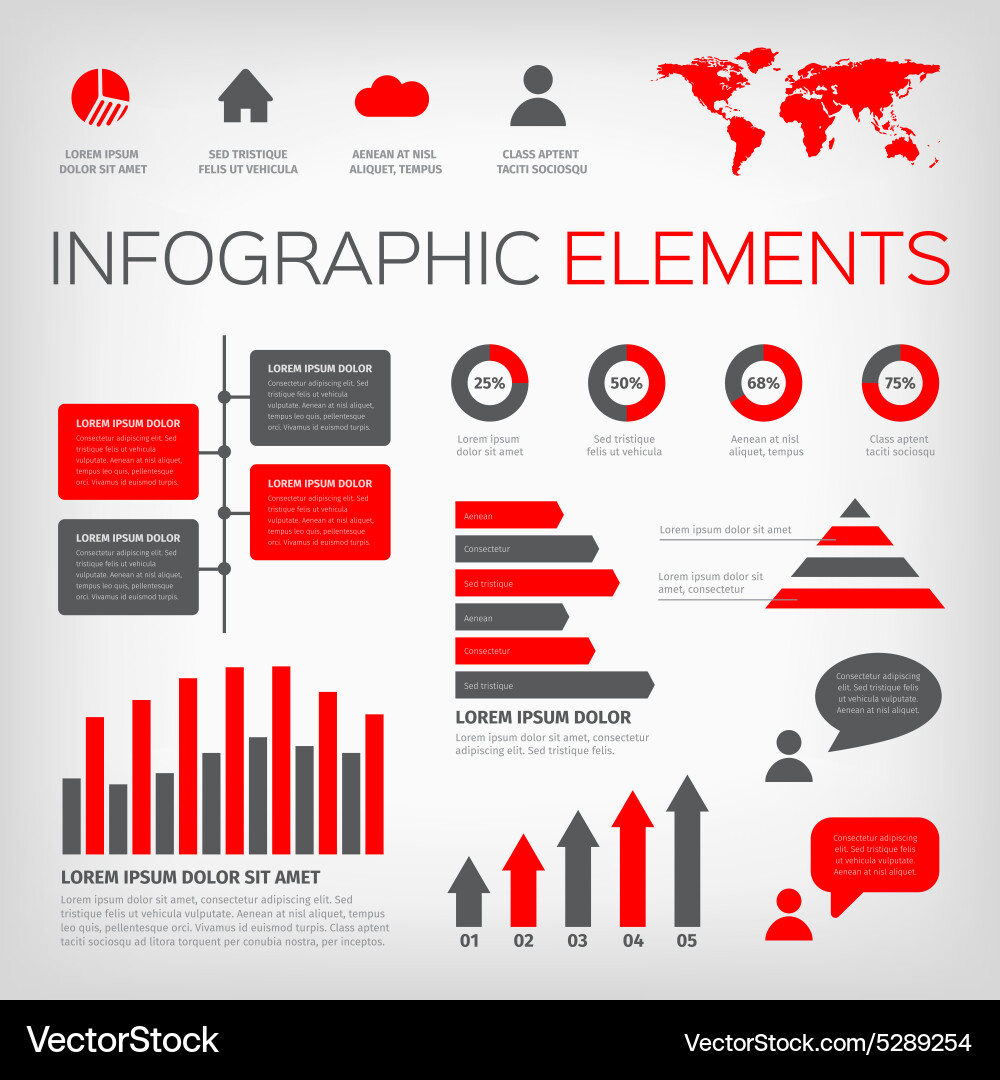 Red and gray colour infographics Royalty Free Vector Image