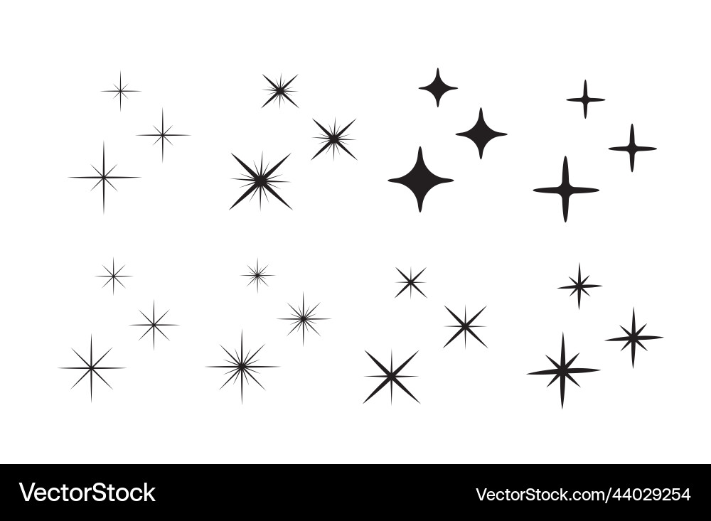 Set of simple stars sparkle icon Royalty Free Vector Image