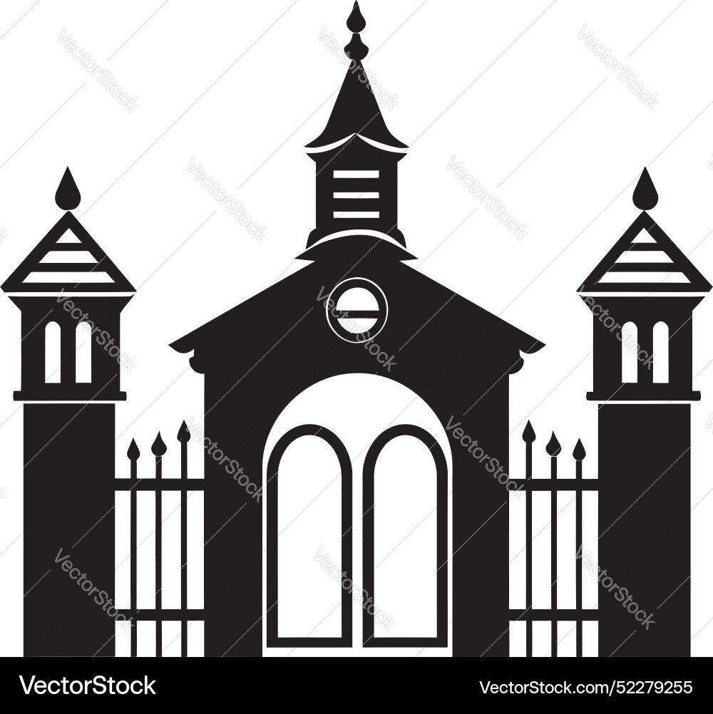 Crafted in serenity church gate scrolls Royalty Free Vector