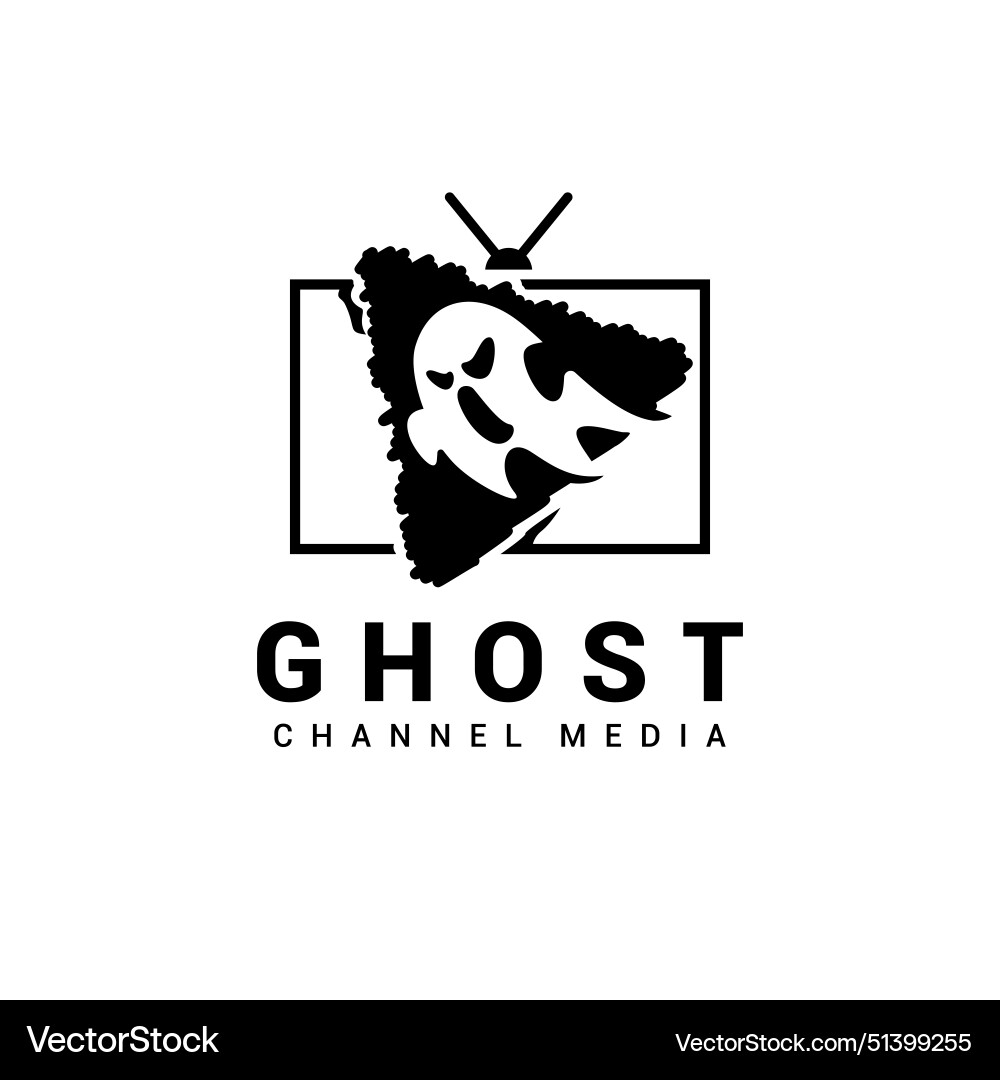 Ghost channel media logo design Royalty Free Vector Image