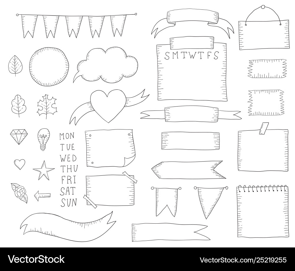 Hand Drawn Bullet Journal Elements Royalty Free Vector Image