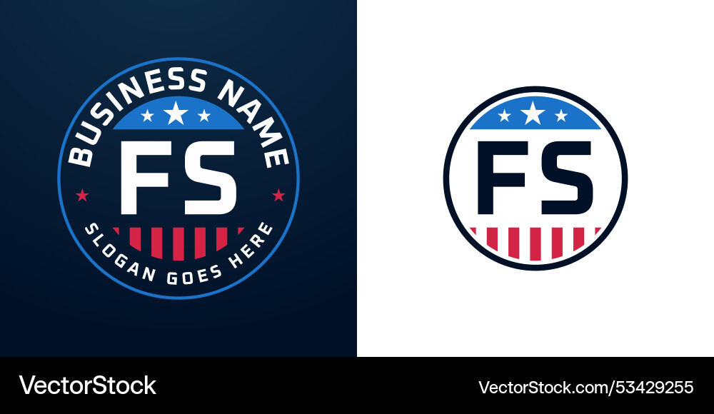 Patriotic fs logo design letter fs logo with Vector Image