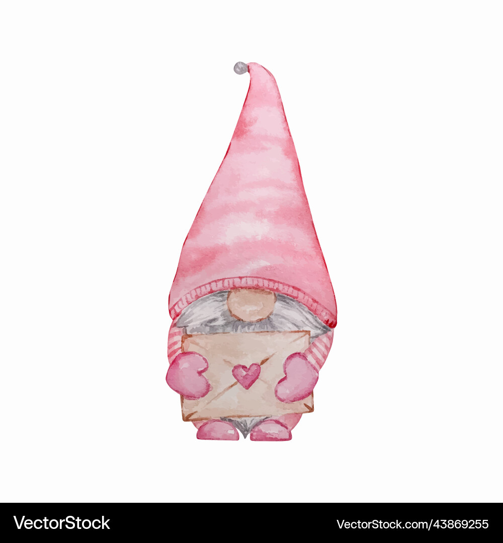 Pink valentine leprechaun with an envelope Vector Image