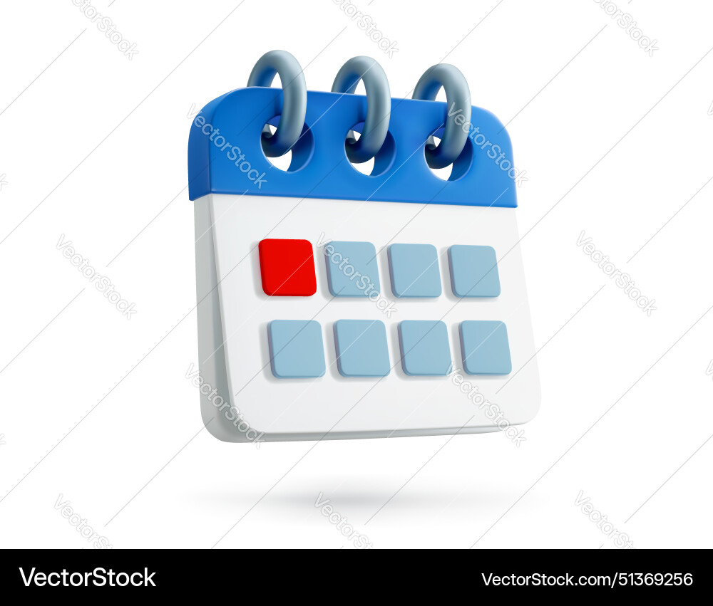 3d calendar icon schedule planner organizer app Vector Image