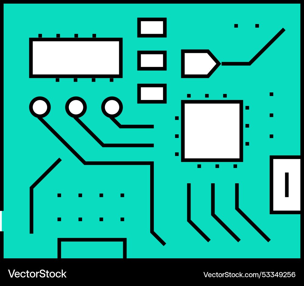 Circuit board electrical engineer icon color Vector Image