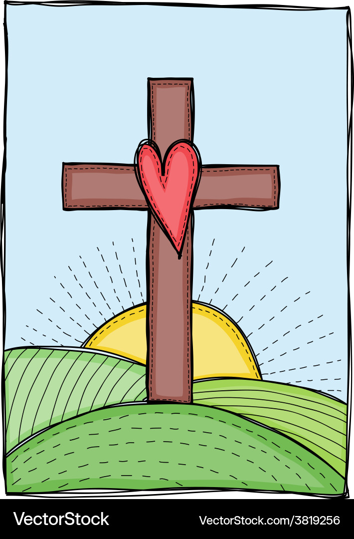 Cross with heart Royalty Free Vector Image - VectorStock