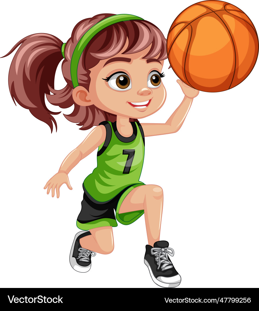 Cute girl playing basketball Royalty Free Vector Image