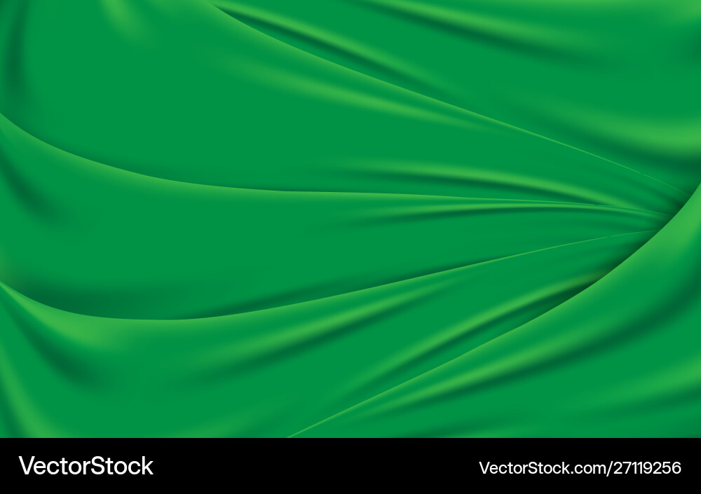 Green wavy silk fabric texture background Vector Image