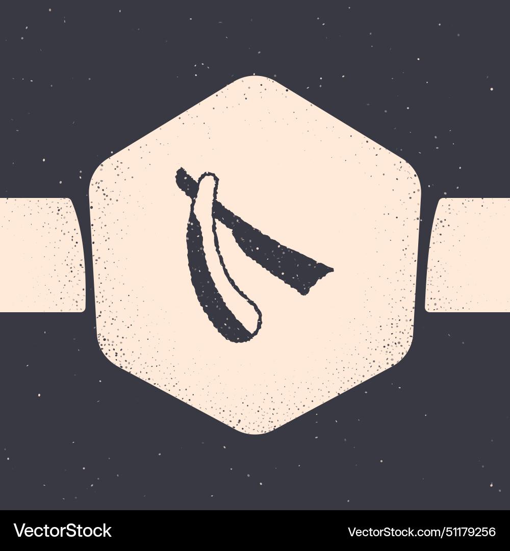 Grunge straight razor icon isolated on grey Vector Image