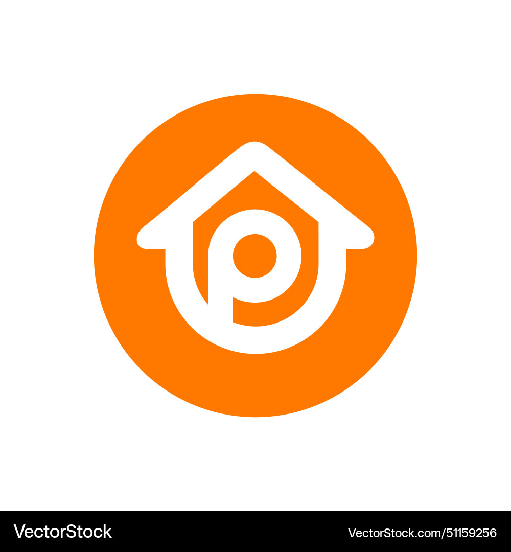 Letter p house logo designinitial alphabet home Vector Image