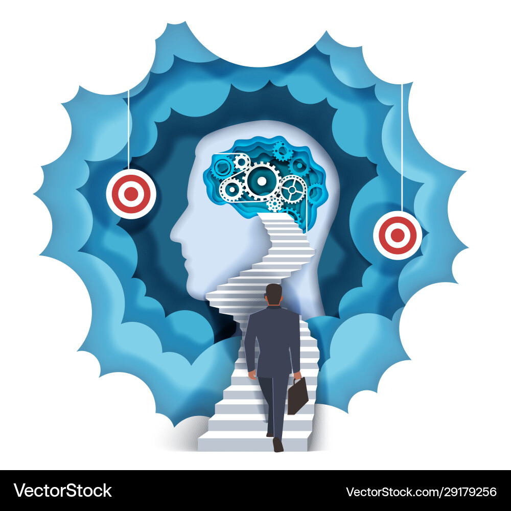 Mind search in paper art Royalty Free Vector Image