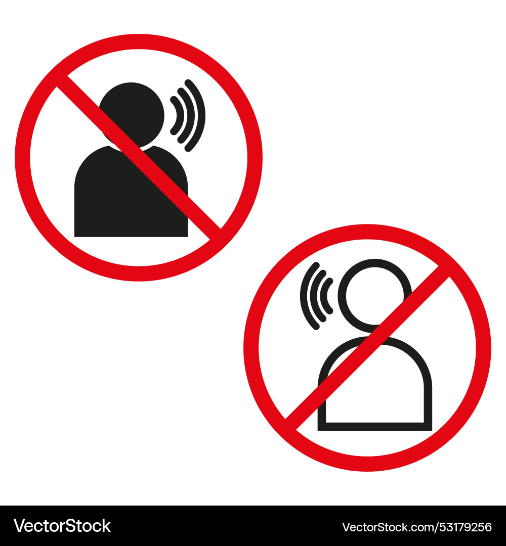 No talking allowed sign silent zone icons speech Vector Image