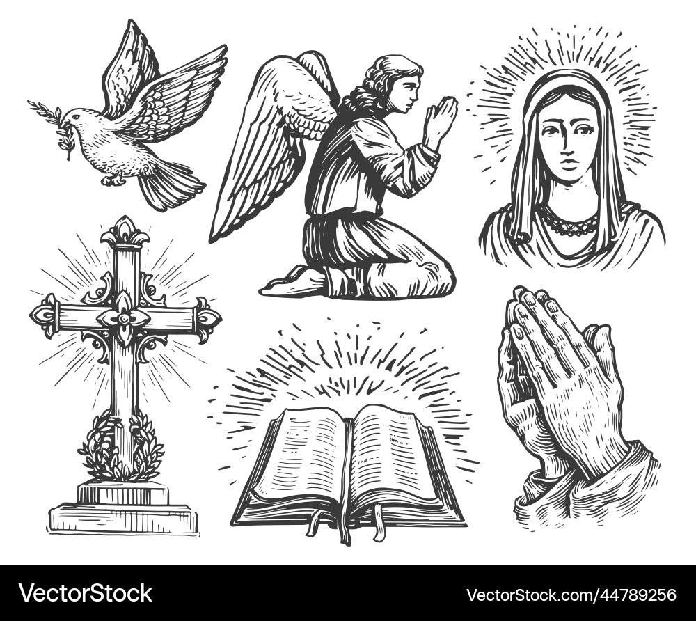 Praying angel folded hands in prayer christian Vector Image