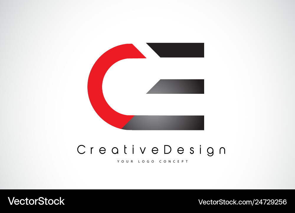 Red and black ce c e letter logo design creative Vector Image