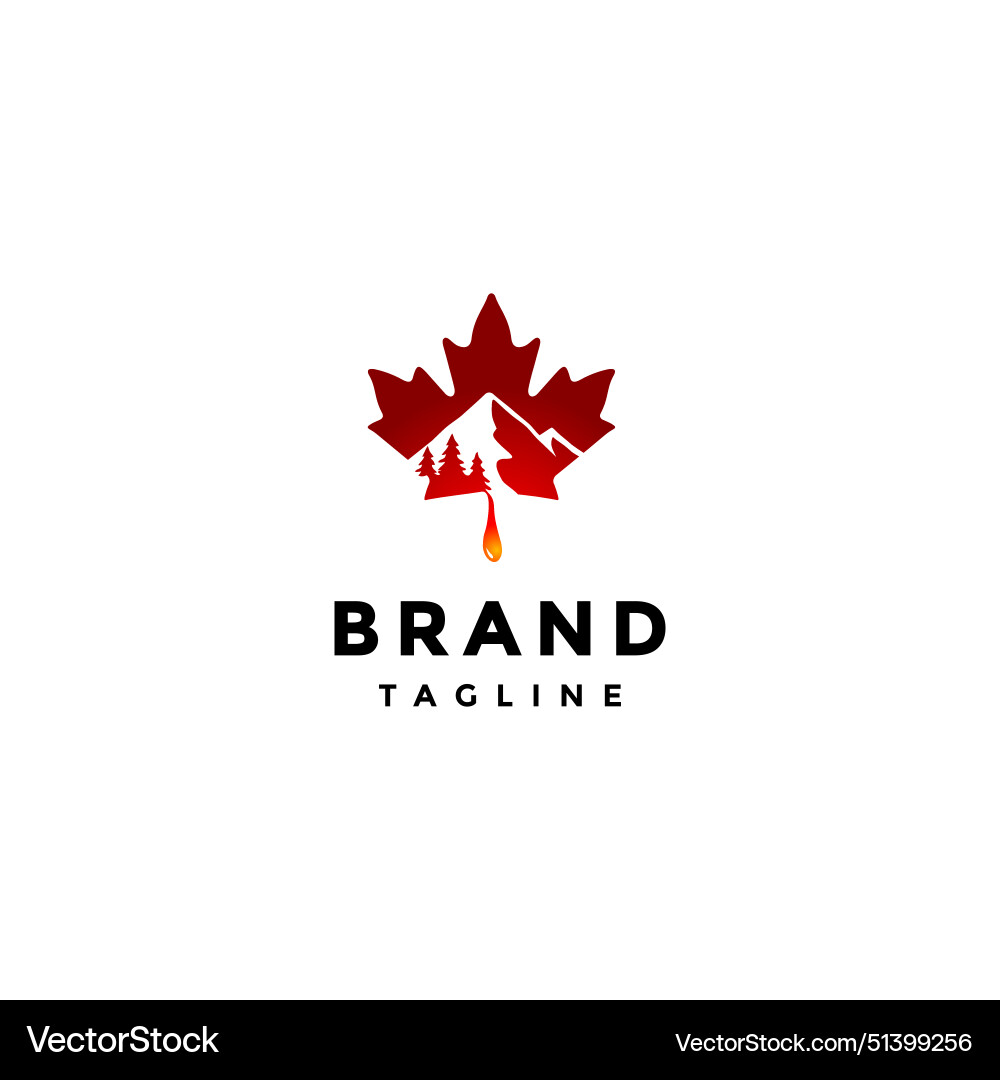 Simple maple leaf drops logo design Royalty Free Vector