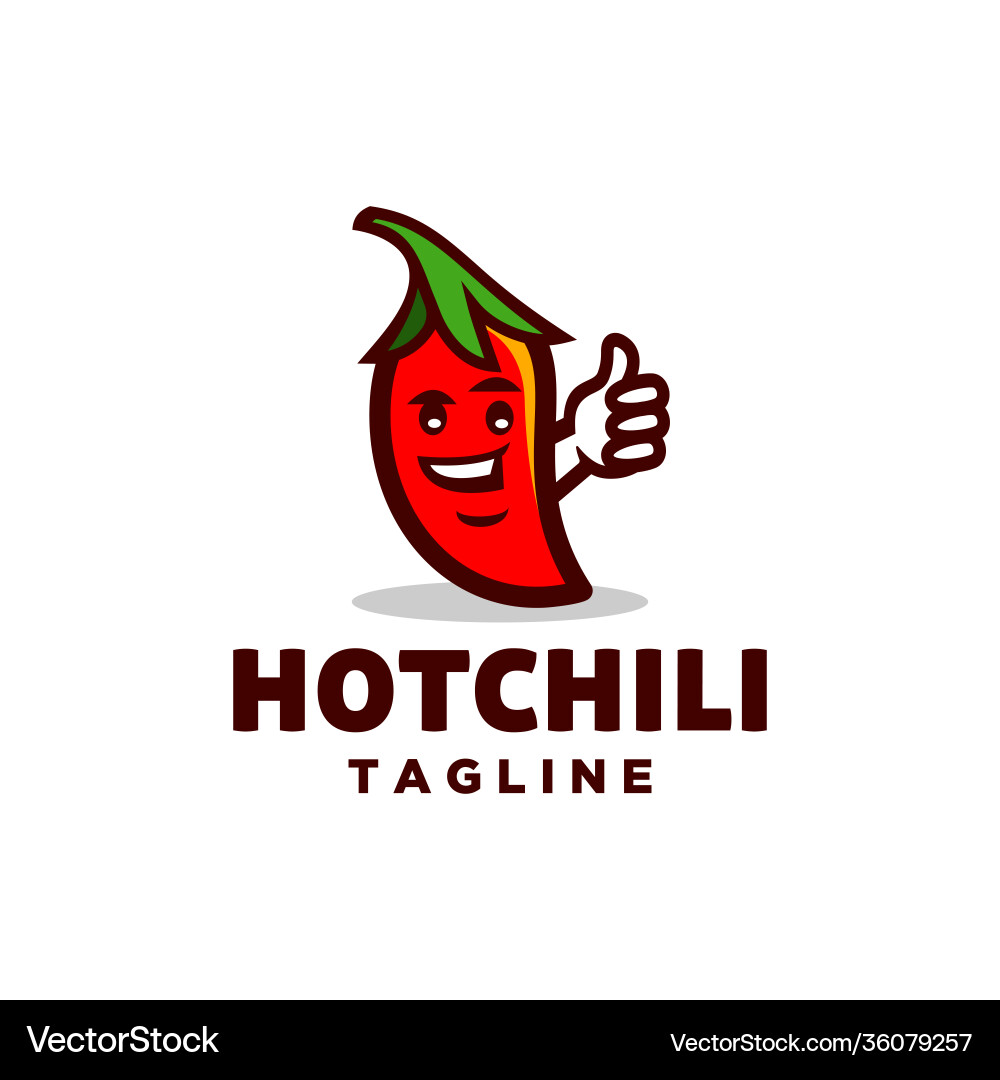 Cute red chilli cartoon character logo design Vector Image
