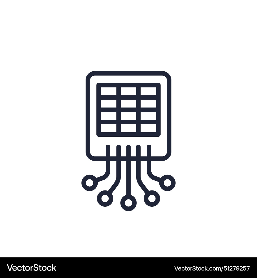 Data to spreadsheet line icon on white Royalty Free Vector