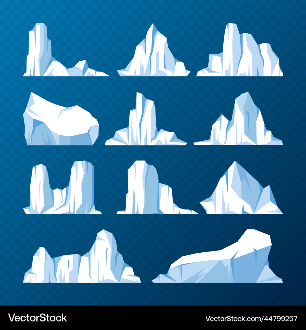 Floating icebergs collection drifting arctic Vector Image