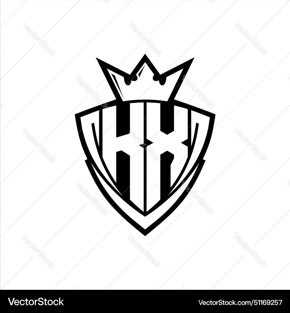 Kx letter logo with sharp triangle shield shape Vector Image