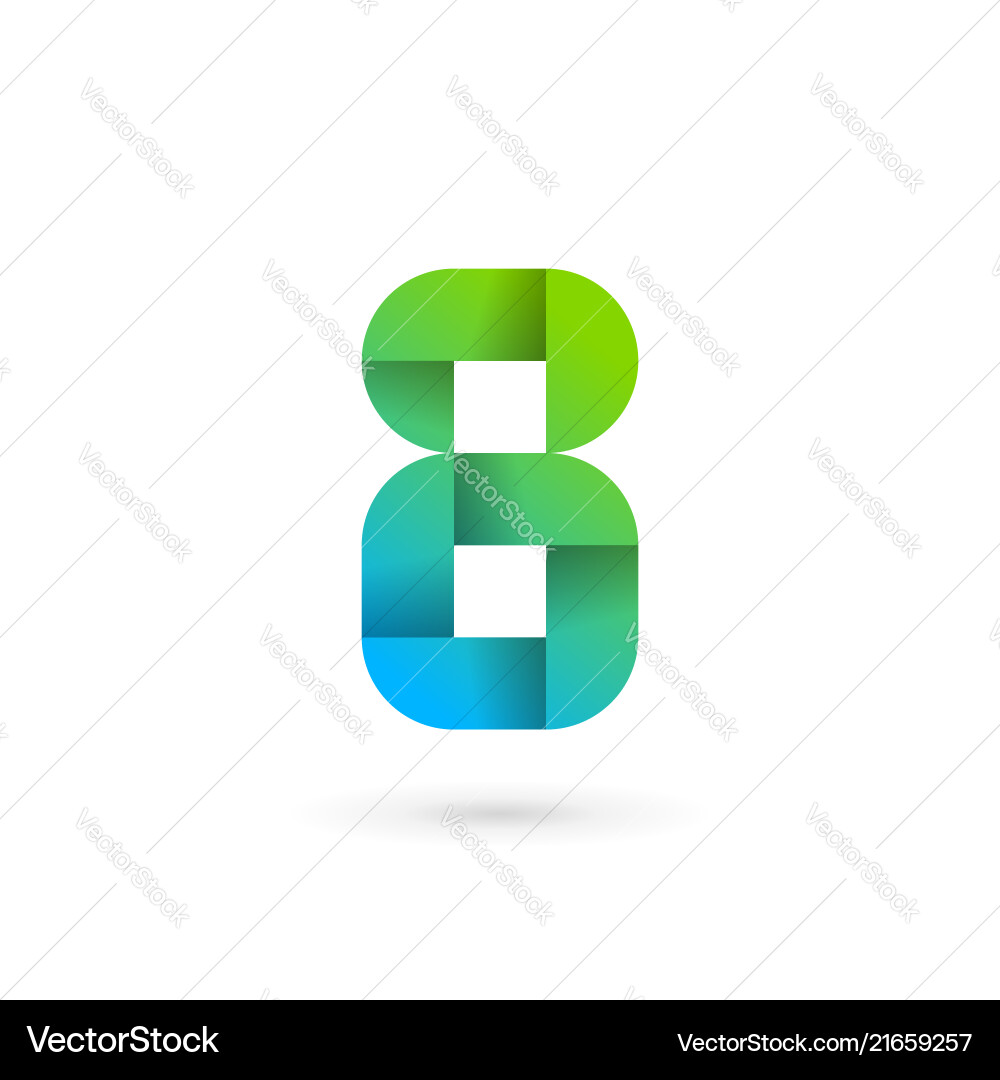 Number 8 ribbon logo icon design template elements