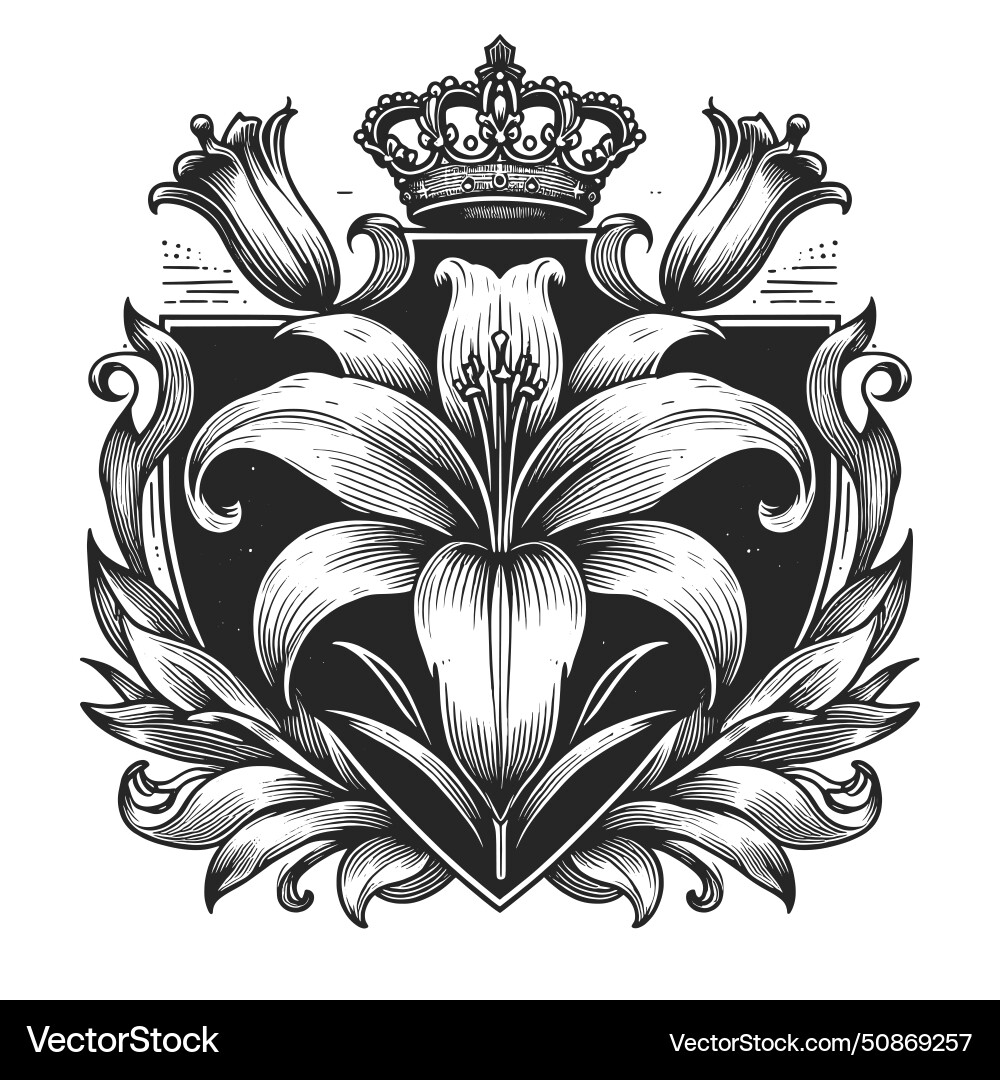 Regal crowned floral emblem Royalty Free Vector Image