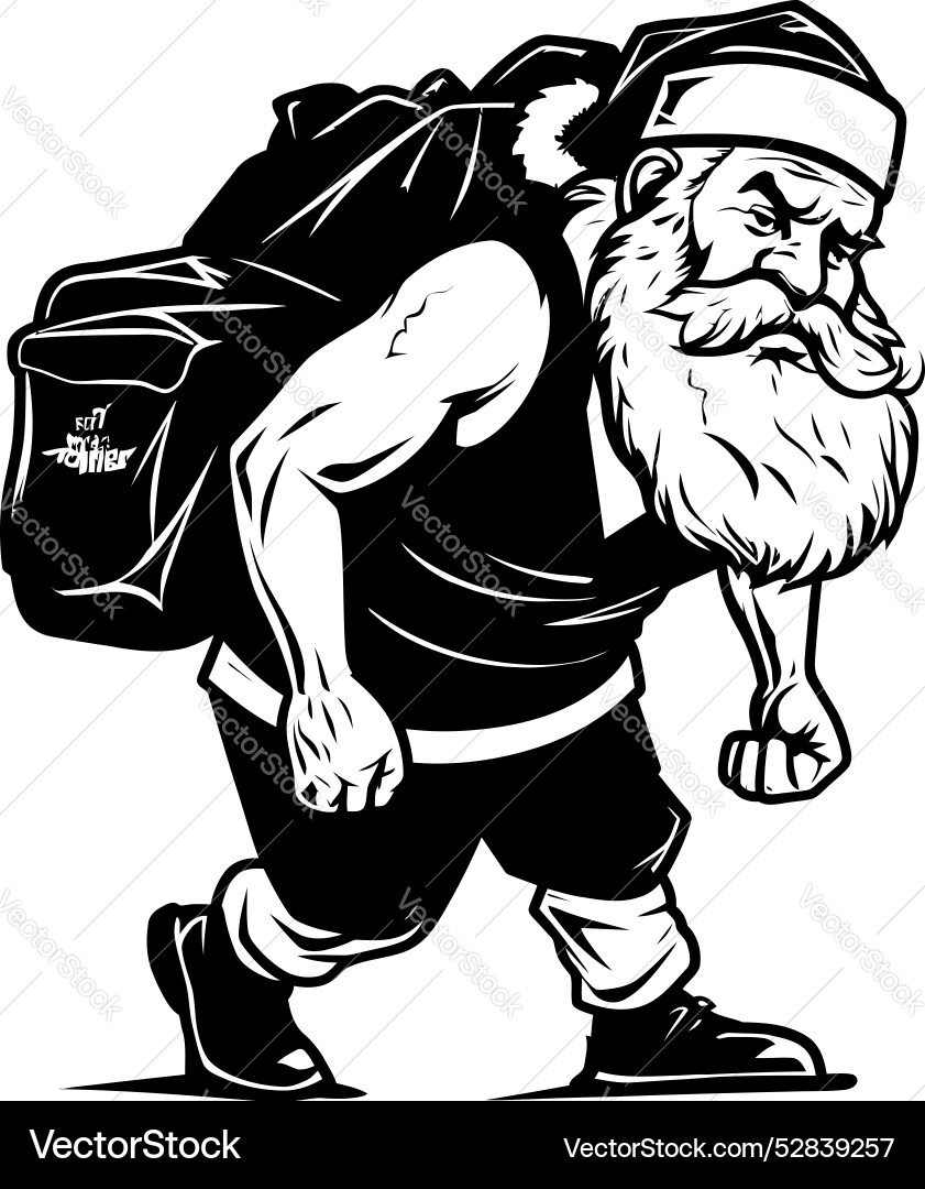 Santas strain exhausted shoulder logo dreary Vector Image